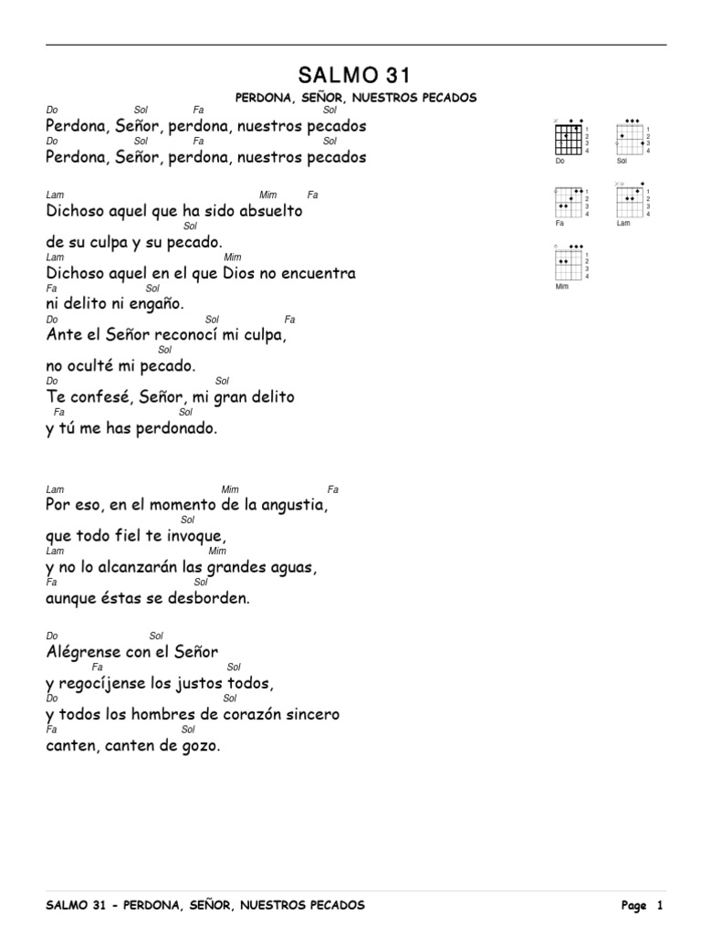 Salmo 31 Perdona Senor Nuestros Pecados | PDF