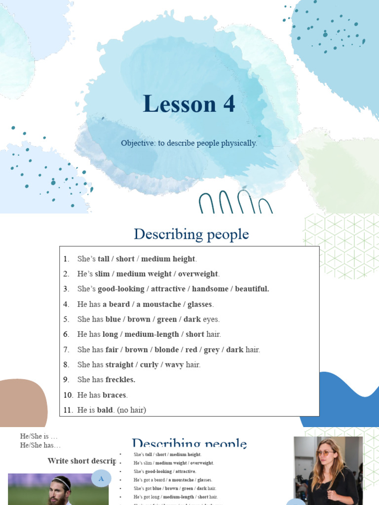 Lesson 4 - Physical Characteristics | PDF | Hair | Blond