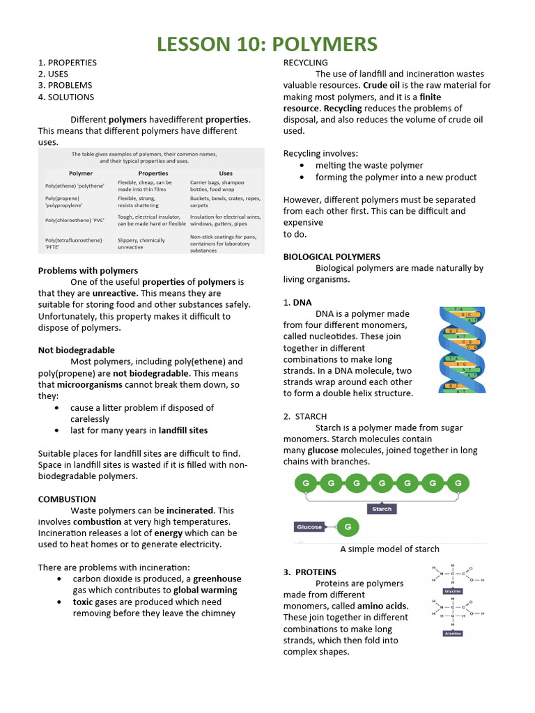 Lesson 10 | PDF | Polymers | Incineration