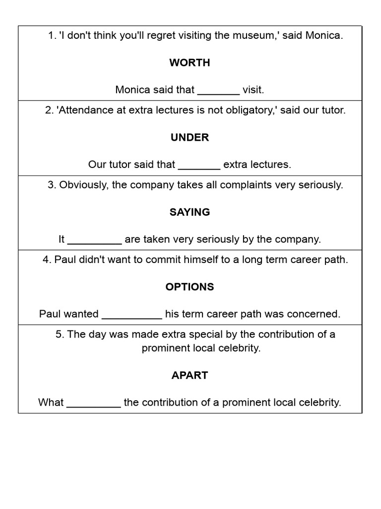 C2 Key Word Transformation Ladder PRINT DOUBLE SIDED | PDF