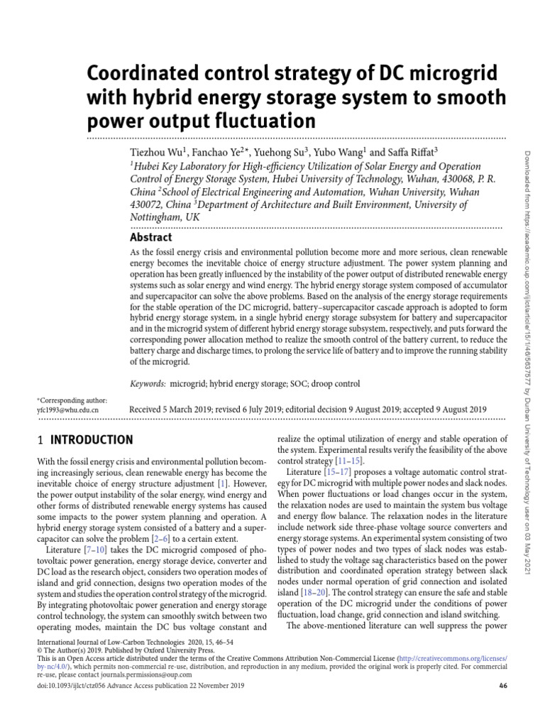 Coordinated Control Strategy Of Dc Microgrid Pdf Direct Current