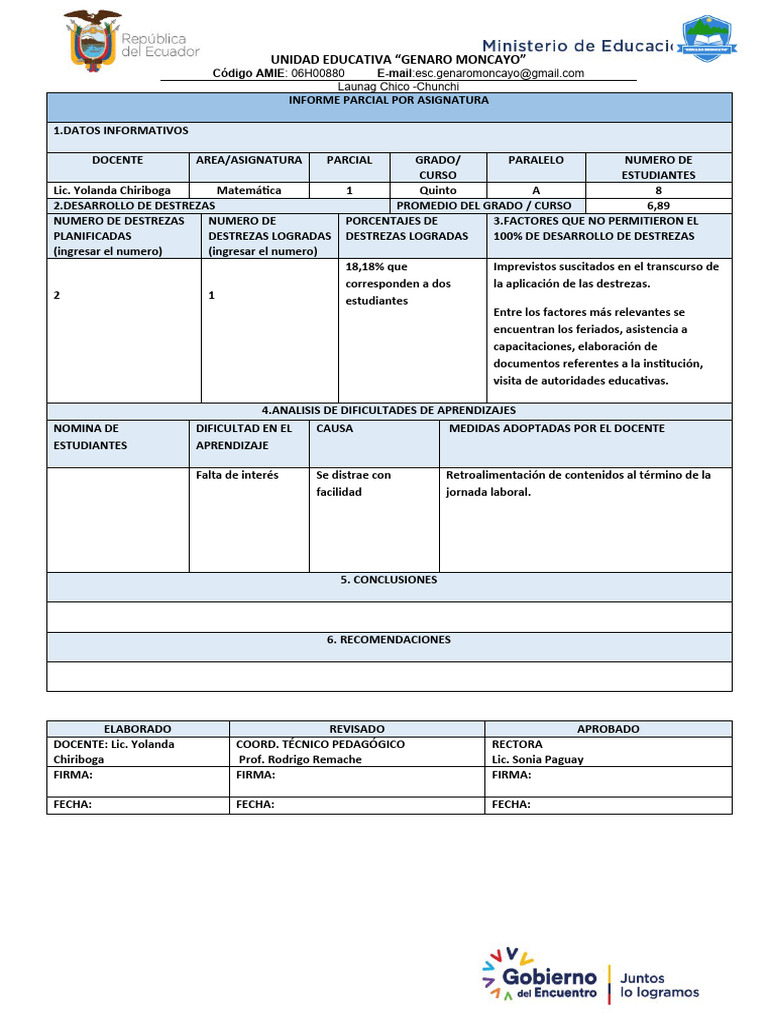 Informe Parcial de Asignaturas | PDF | Aprendizaje | Modificación de comportamiento