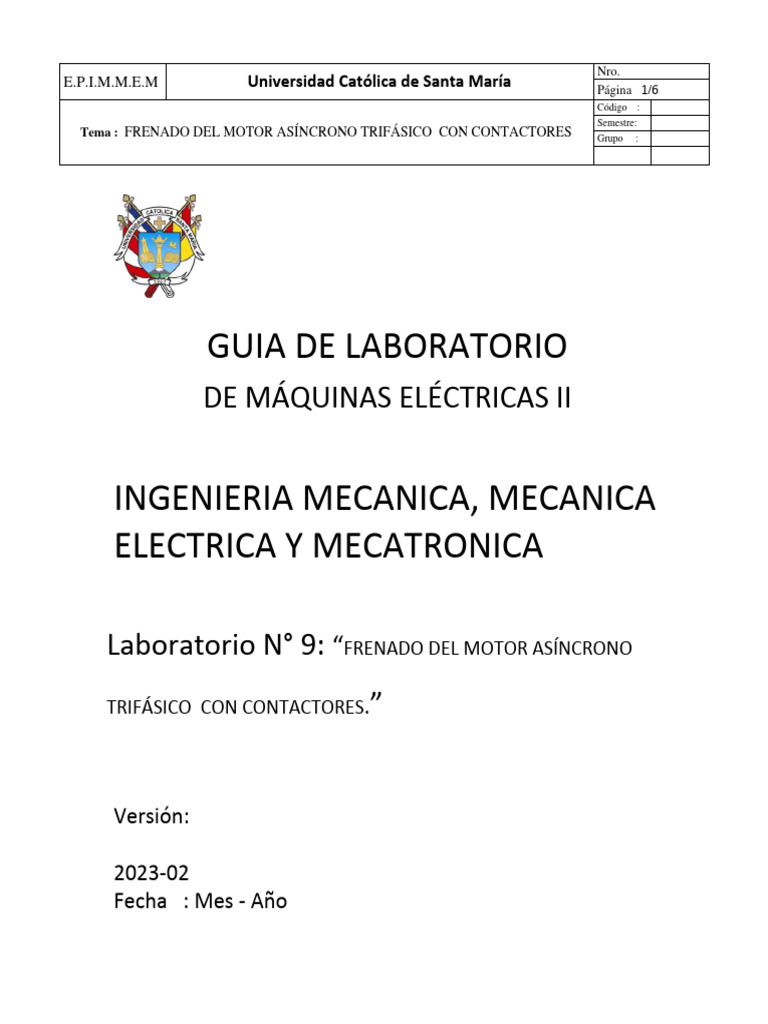 Guia-9 MAQUINAS ELECTRICAS II | PDF | Laboratorios | Corriente eléctrica
