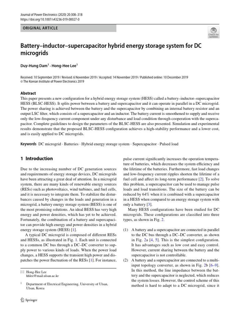 Battery-Inductor-Supercapacitor Hybrid Energy Storage System For DC Microgrids | Download Free ...