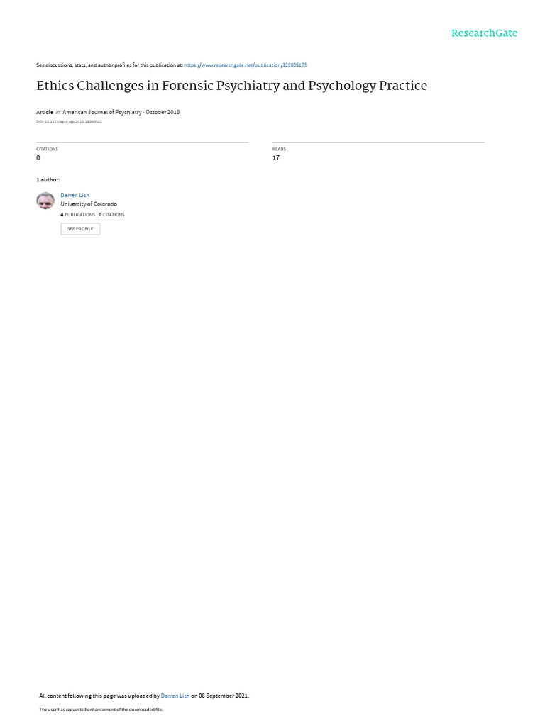 Ethics Challenges in Forensic Psychiatry and Psych | PDF | Mental ...