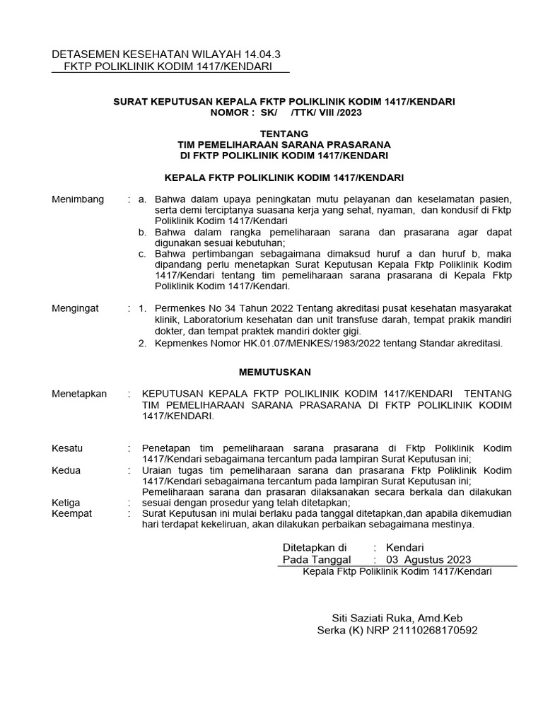 SK Sarpras Dan Tim | PDF | Hukum