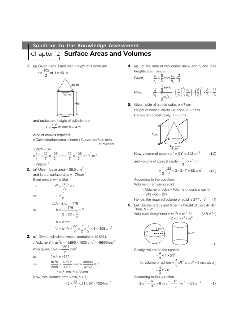 Math Problem Solutions | PDF | Volume | Sphere