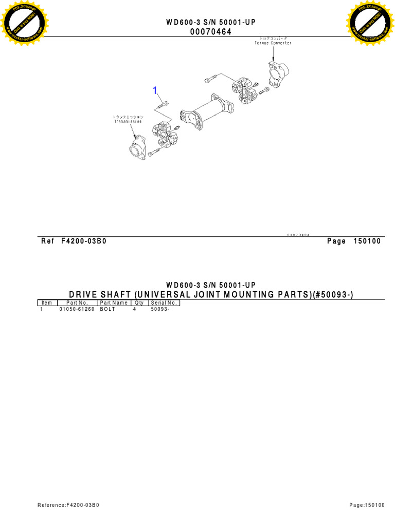 WD600-3 Torque Converter Parts List | PDF | Washer (Hardware) | Tools