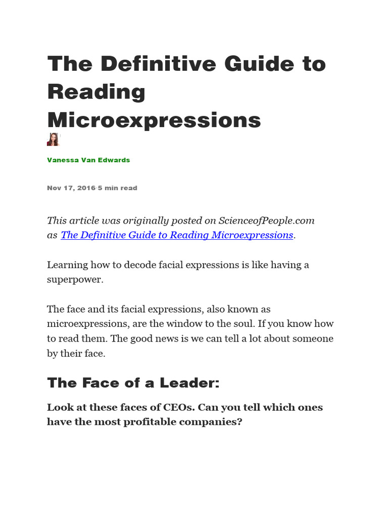 Reading Microexpressions | PDF | Facial Expression | Lip