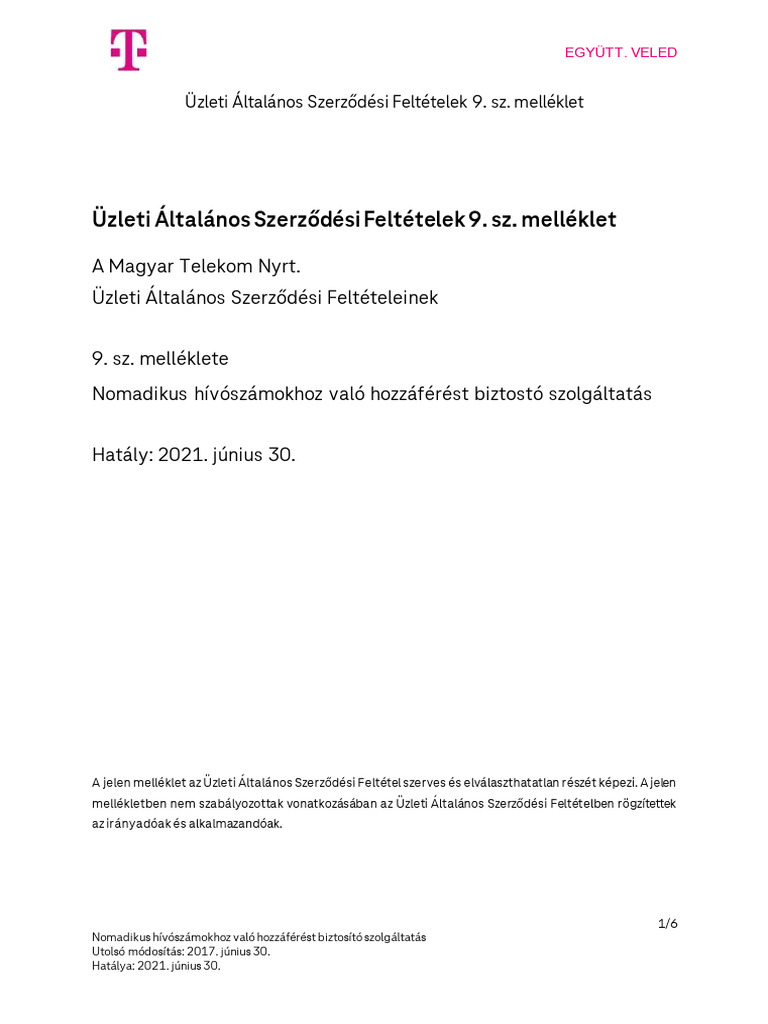 Uzleti Aszf 9 Melleklet 20210630 Jszvalt | PDF