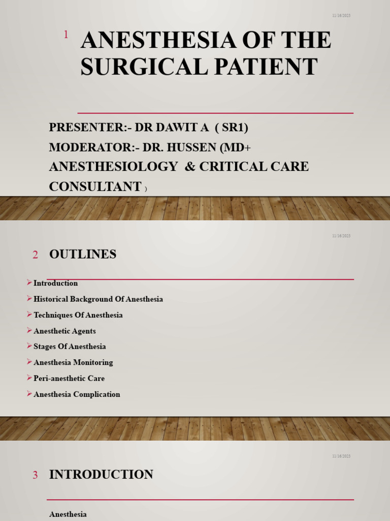 Anesthesia in Surgical PTS 1 | PDF | Anesthesia | Medicine