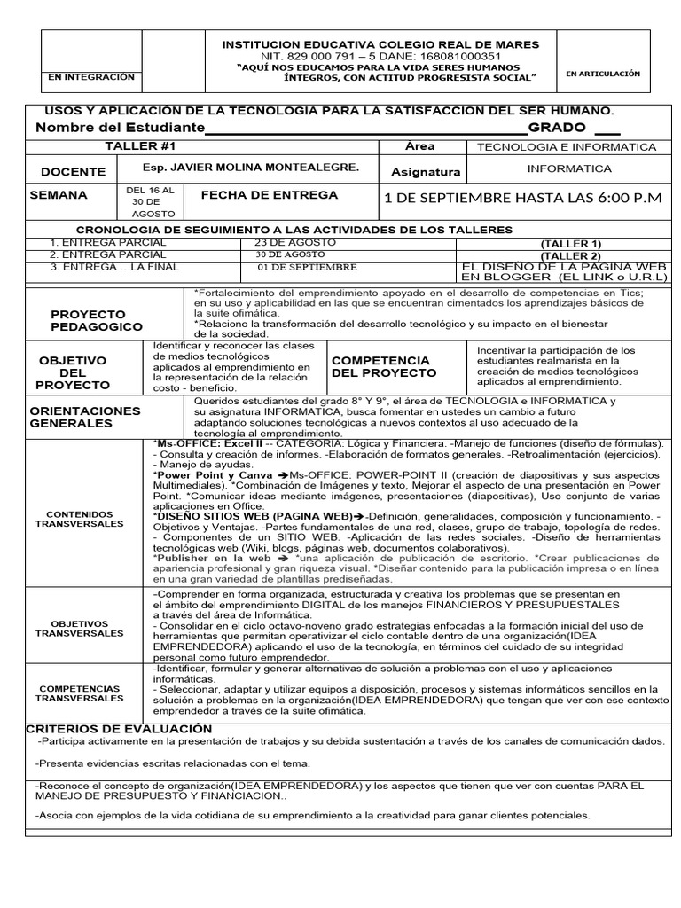 Guia 1 8-9 Empre-Digital | PDF | Iniciativa empresarial | Microsoft PowerPoint