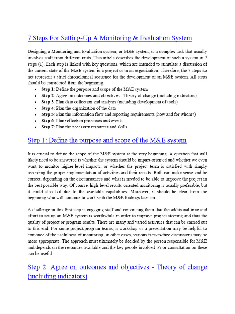 7 Steps For Setting MEAL System | PDF | Data