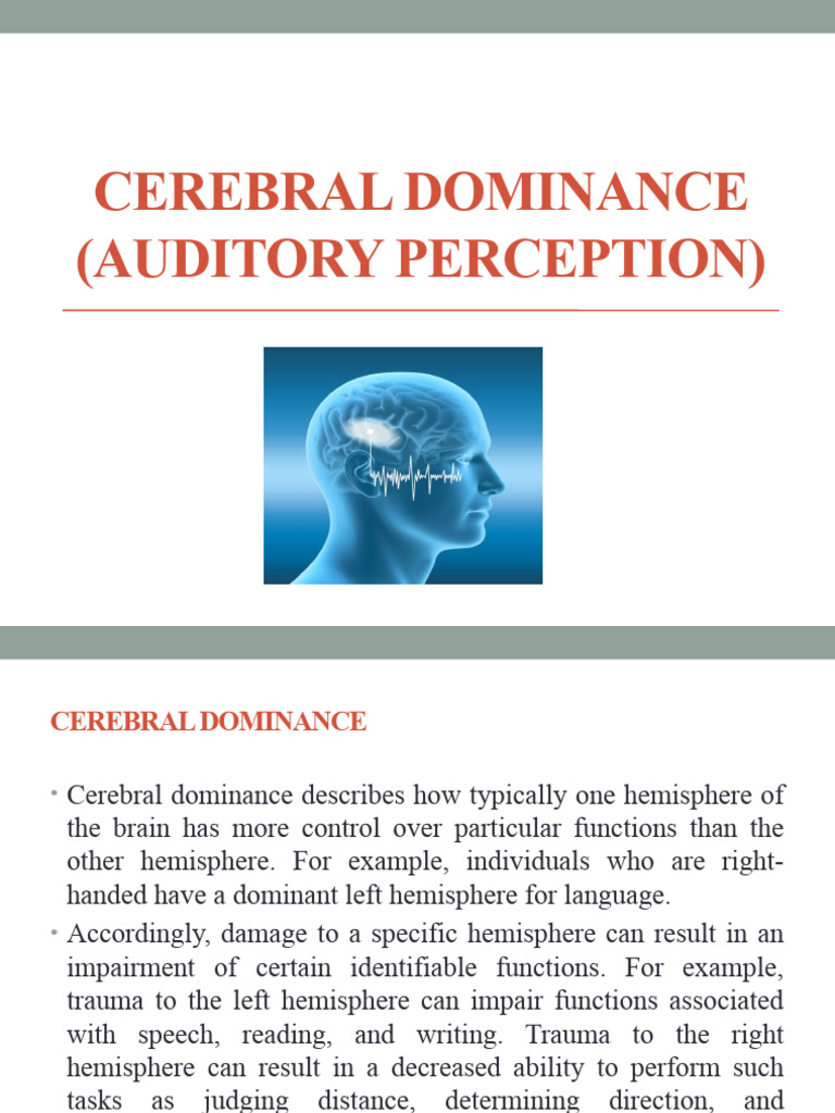 Cerebral Dominance (Auditory Perception) | PDF | Lateralization Of Brain Function | Perception