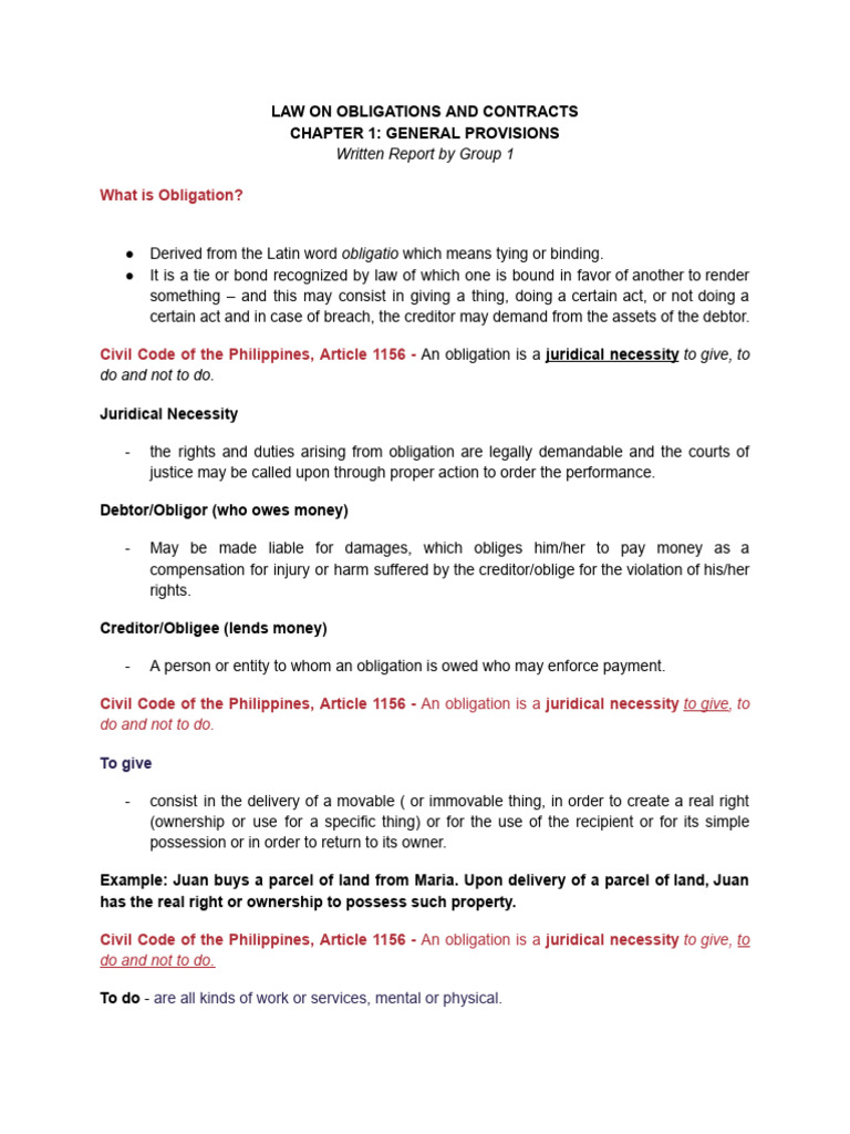 CHAPTER 1 - General Provisions (Group 1) - 1 | PDF | Negligence | Law ...