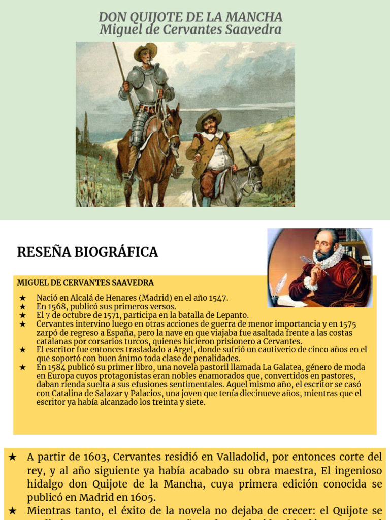 Biografía y análisis de Don Quijote | PDF | Don Quijote | Miguel De ...