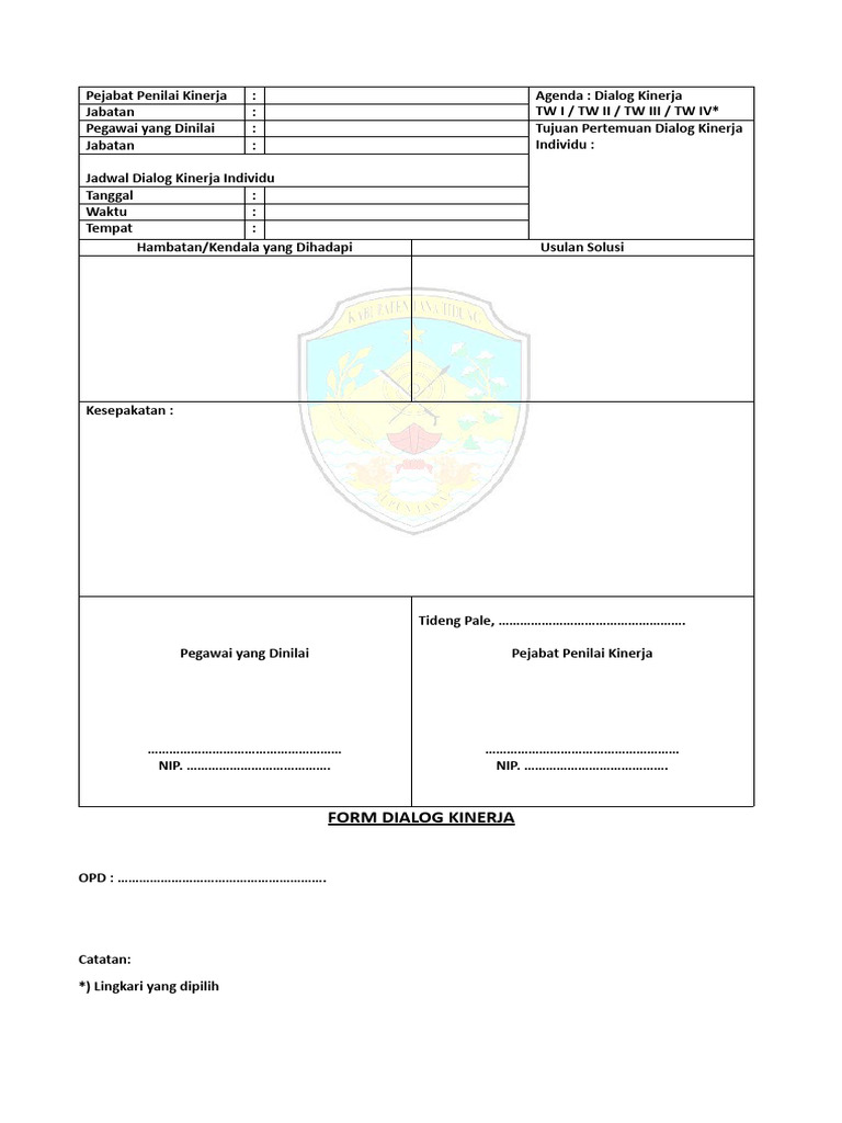 Form Dialog Kinerja | PDF