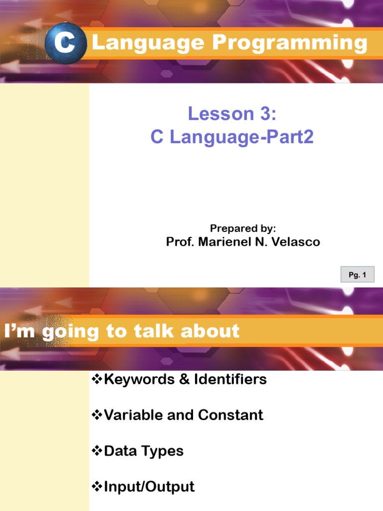 Language Programming: Lesson 3: C Language-Part2 | PDF | Reserved Word | Data Type