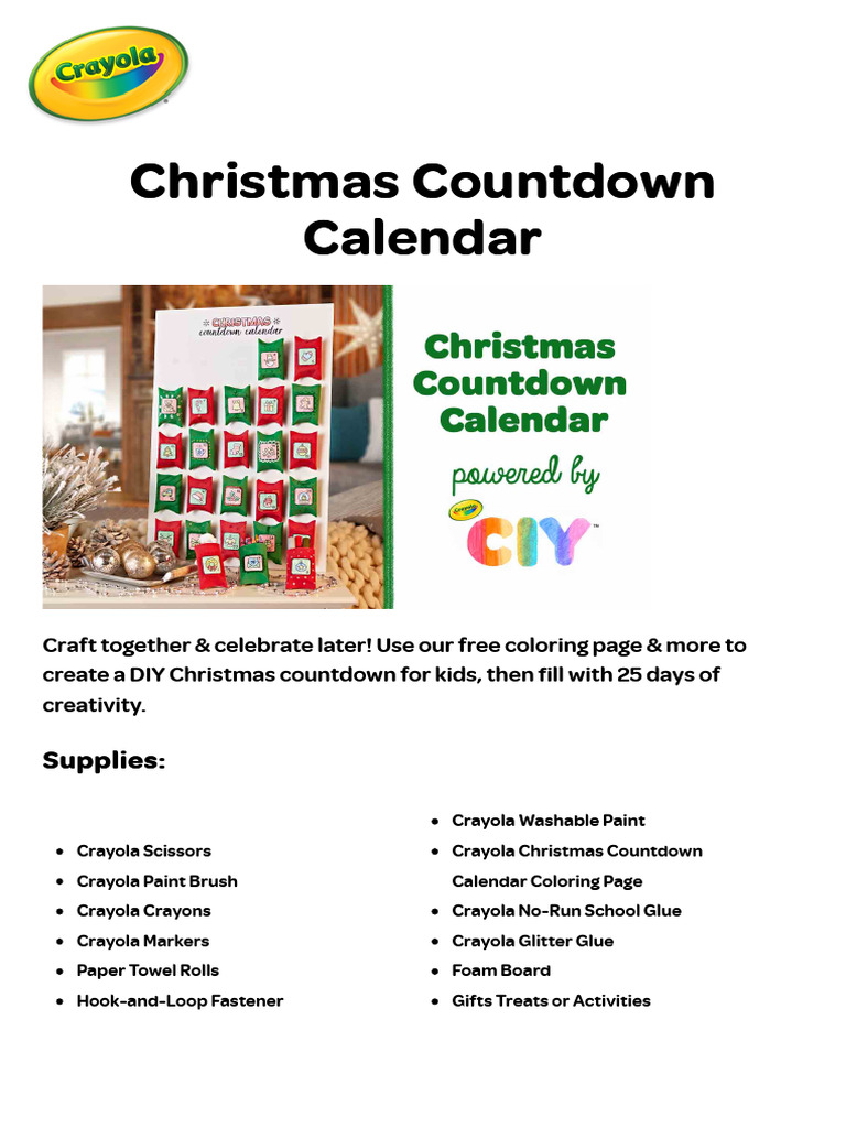 Christmas Countdown Calendar Craft| Craft | Crayola.com | Crayola CIY ...