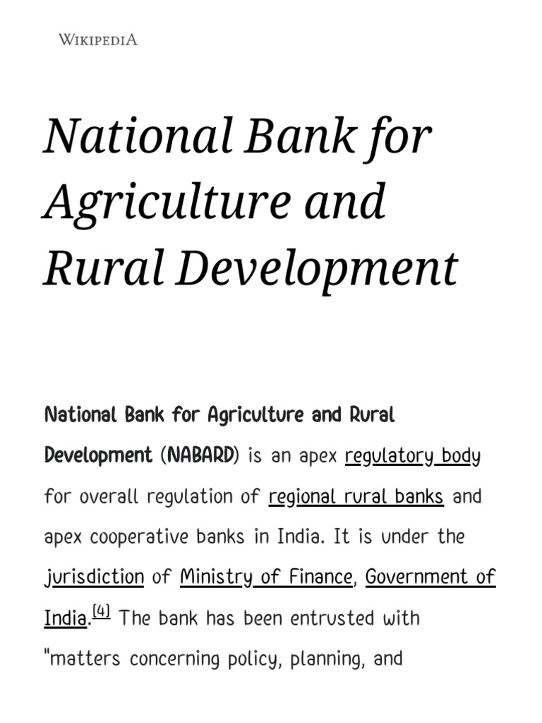 National Bank For Agriculture and Rural Development - Wikipedia | PDF ...