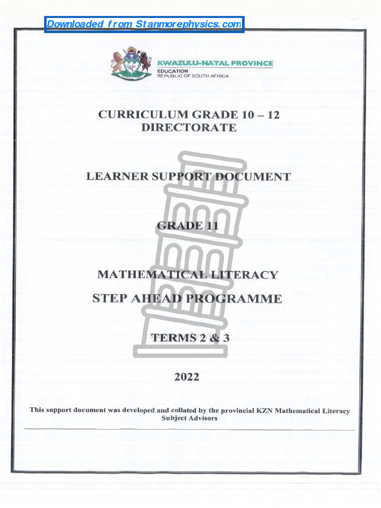 Step Ahead Maths Literacy Grade 11 Learner Support 2022 Term 2 and 3 | PDF