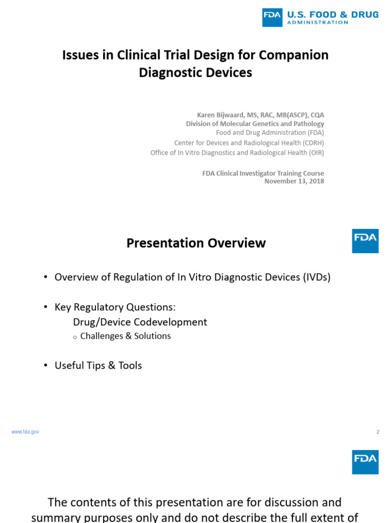FDA CDX Presentation | Download Free PDF | Clinical Trial | Health Sciences