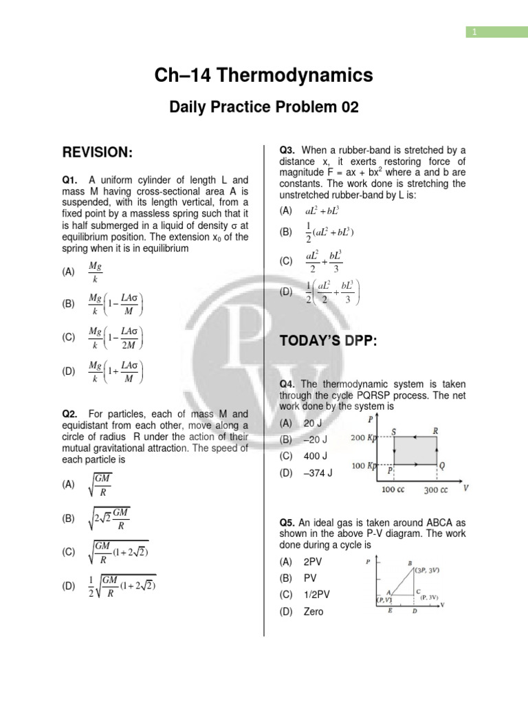 Ch-Thermodynamics DPP 02 | PDF | Gases | Heat