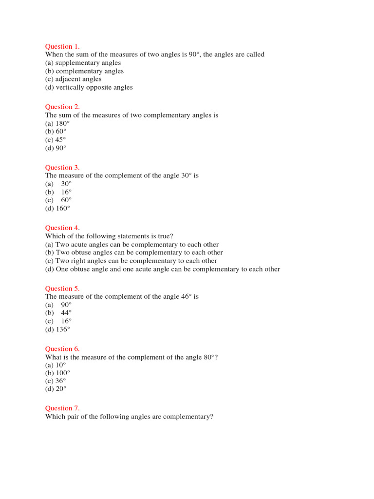 MCQ | PDF | Angle | Euclidean Geometry