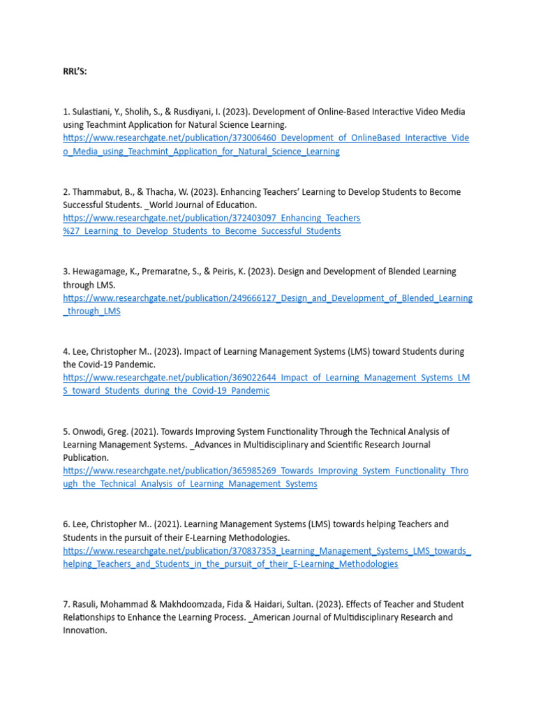 Rrls | PDF | Educational Technology | Learning