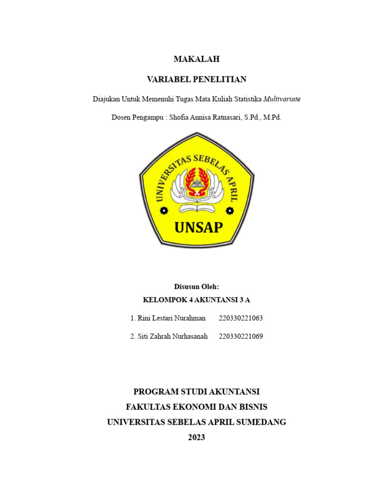 Makalah-Variabel Penelitian | PDF | Sains & Matematika | Pengembangan Diri