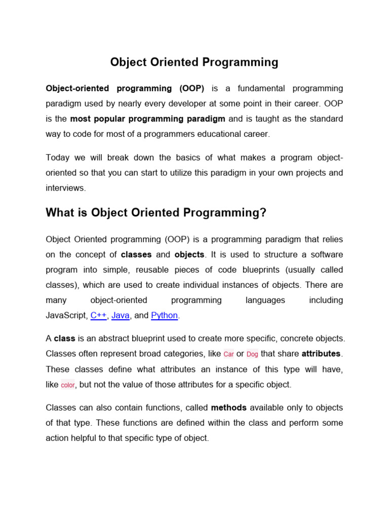 Object Oriented Programming Mechatronics ND3_071659 | PDF | Object Oriented Programming | Class ...