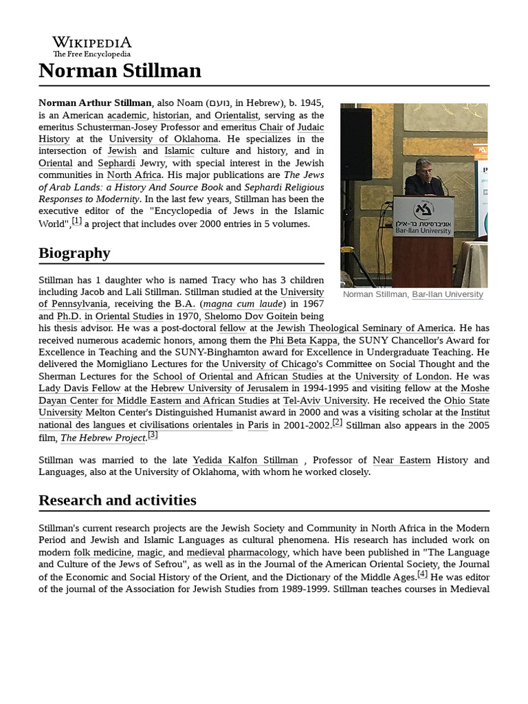 Norman Stillman | PDF | Jews And Judaism | Ethnoreligious Groups