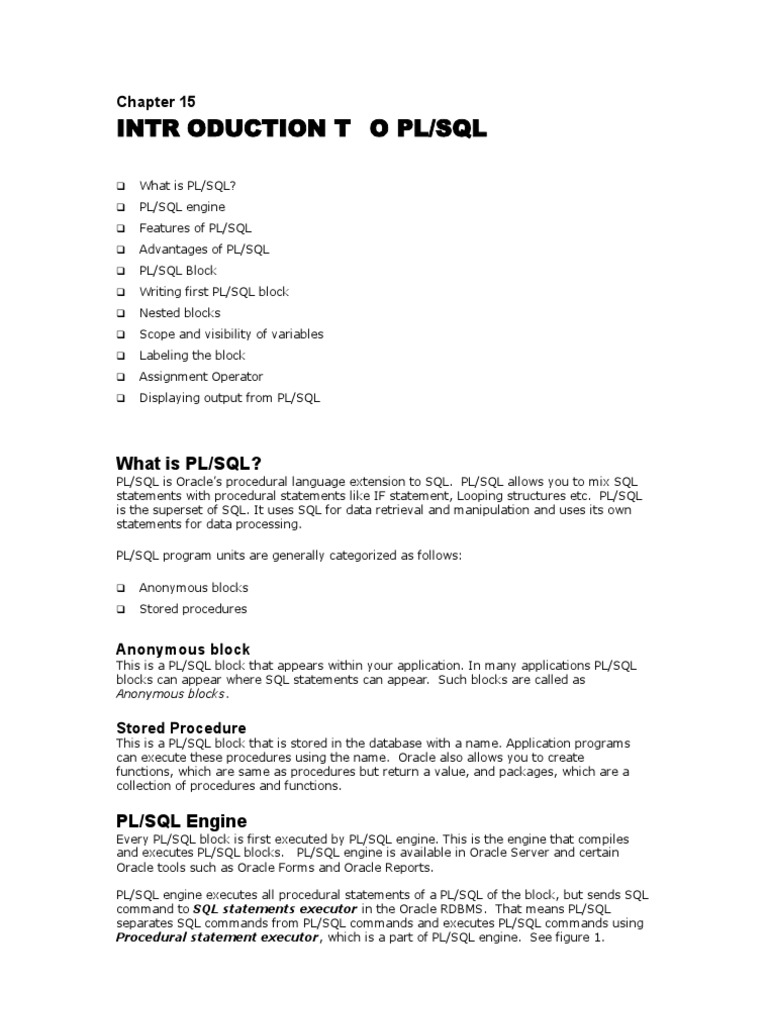 Intro PL | PDF | Pl/Sql | Sql