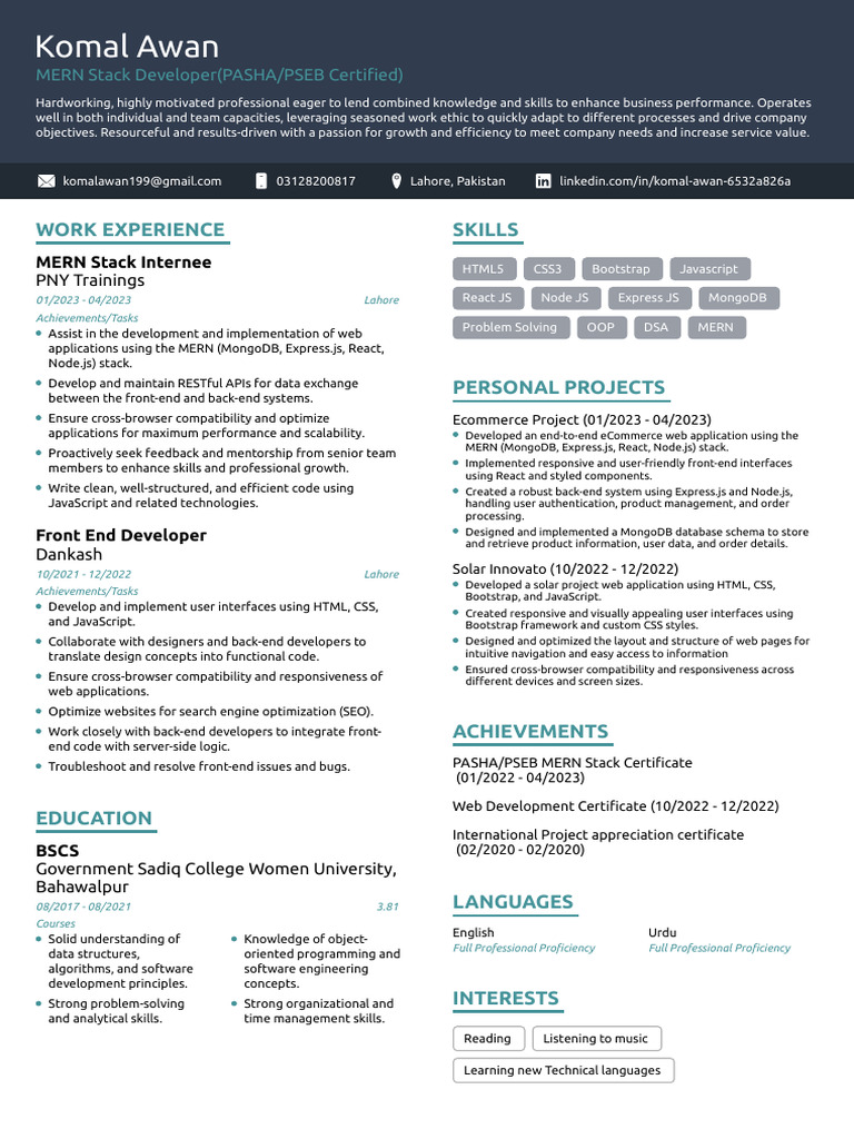Komal's Resume (3) - 1 | PDF | World Wide Web | Internet & Web