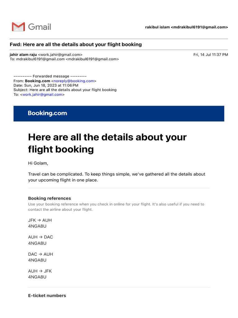 FWD: Here Are All The Details About Your Flight Booking | Download Free ...