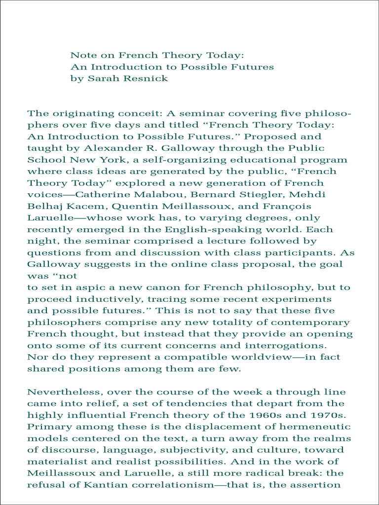Galloway French Theory Today | PDF | Gilles Deleuze | Georg Wilhelm ...