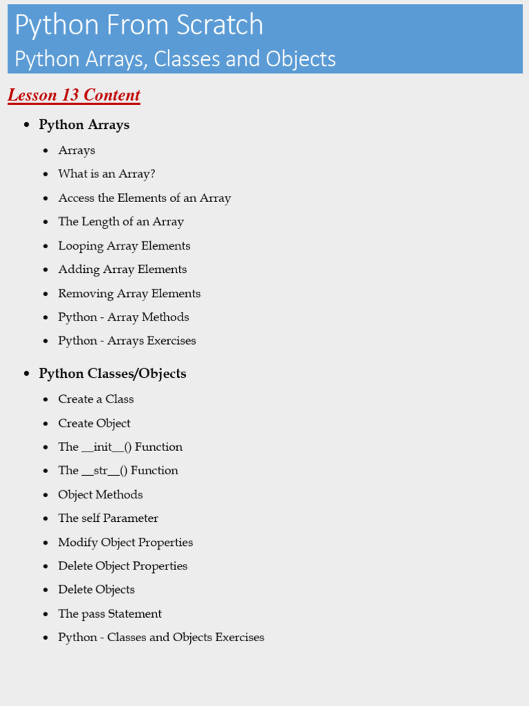 Python Lesson 13 Pdf Class Computer Programming Python Programming Language 0023