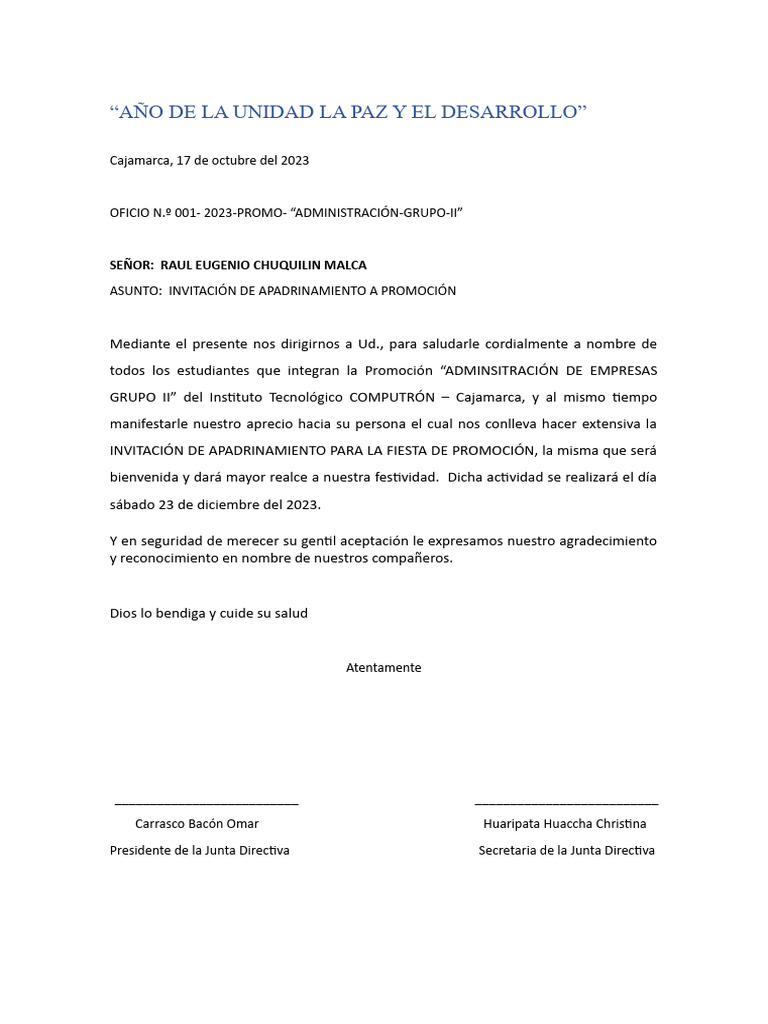 Oficio Prof. Raul | PDF