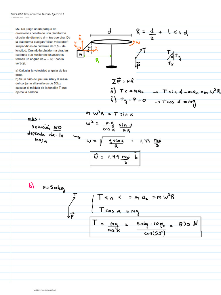 Fisica CBC Simulacro 2do Parcial - Ejercicio 2 | PDF