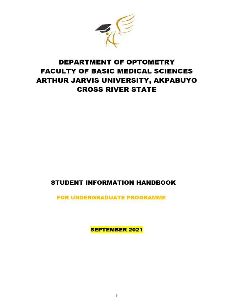 Optometry Student Handbook AJU | PDF | Human Eye | Optometry
