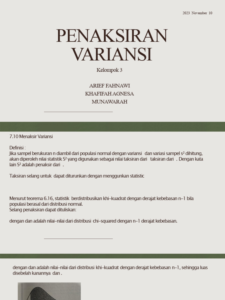 Penaksiran Variansi dan Selang Kepercayaan | PDF | Sains & Matematika