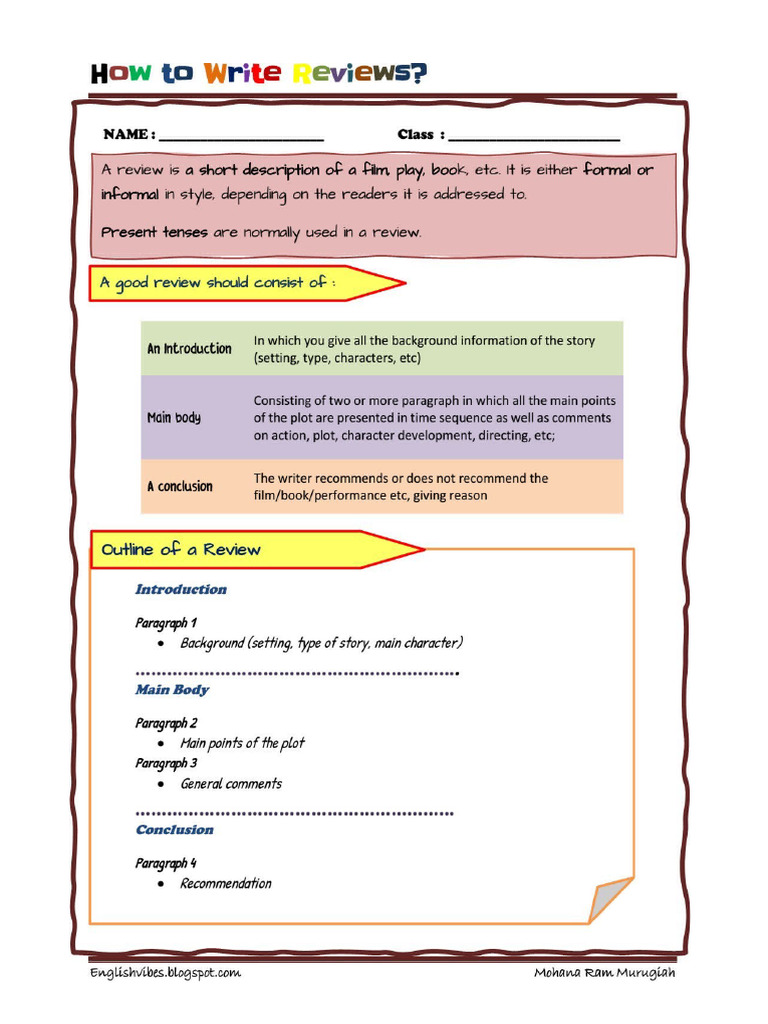 Writing A Review SPM English KSSM | PDF