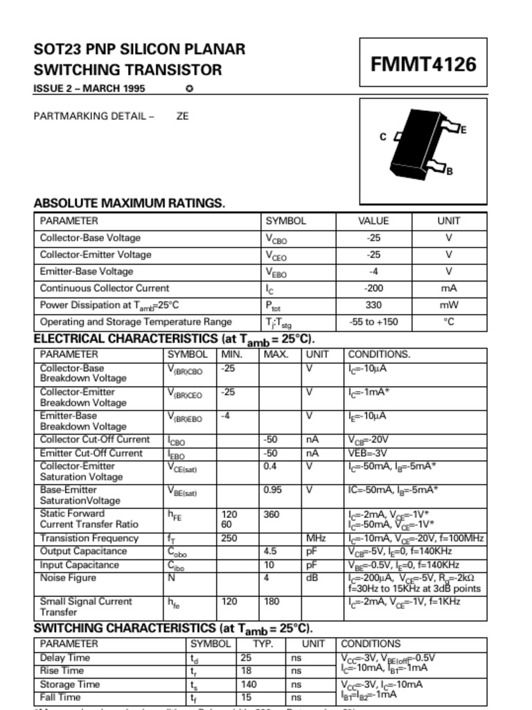 FMMT4126_163 | PDF | Bipolar Junction Transistor | Electronic Circuits