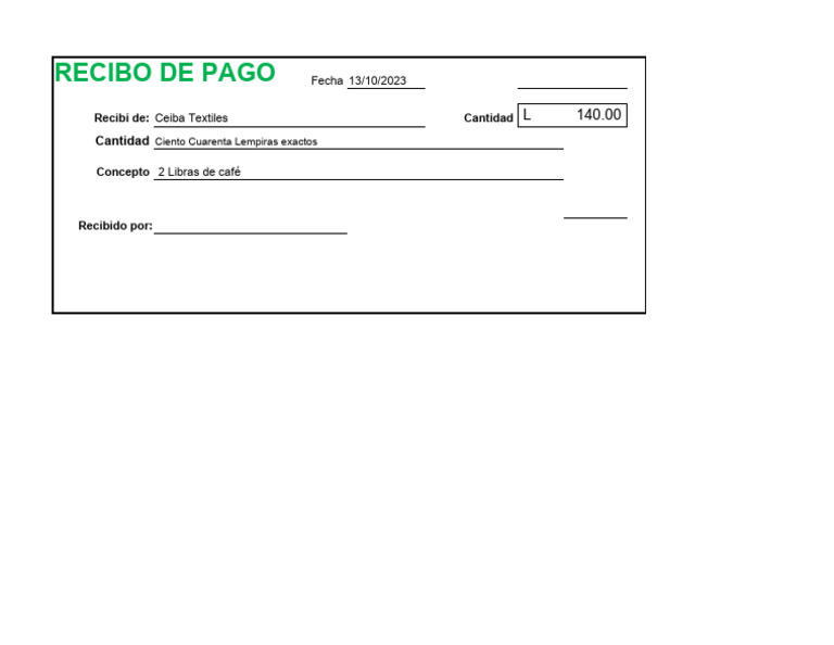 Recibo de Pago por Café | PDF