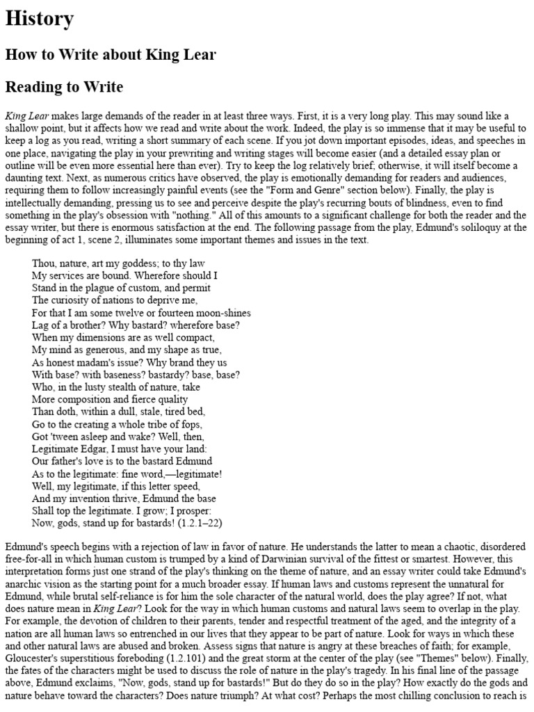 How To Write About King Lear PDF | PDF | King Lear | Tragedy