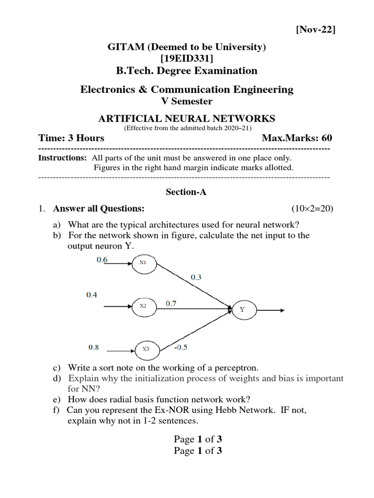 19eid331 - Artificial Neural Networks | PDF | Artificial Neural Network | Machine Learning
