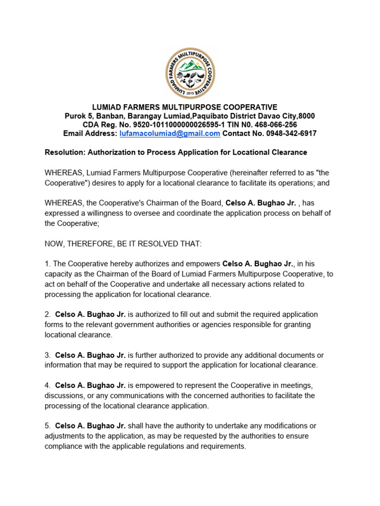 Authorization for Locational Clearance | PDF | Justice | Crime & Violence