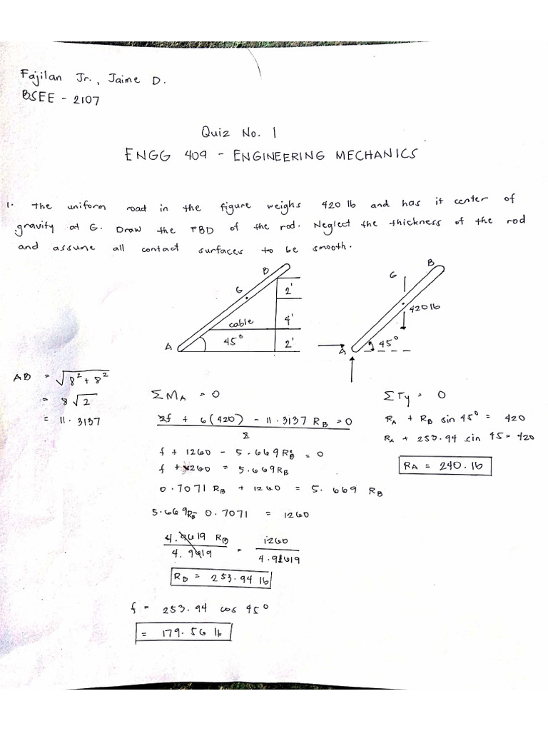 Quiz 1 Answer Key Pdf