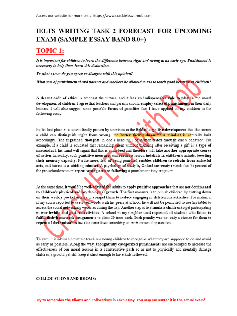 Sample Essays Band 8.0+ For IELTS Writing Task 2 (Forecast Questions ...