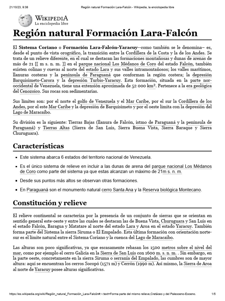 Características de la Formación Lara-Falcón | PDF | Ciencias de la ...